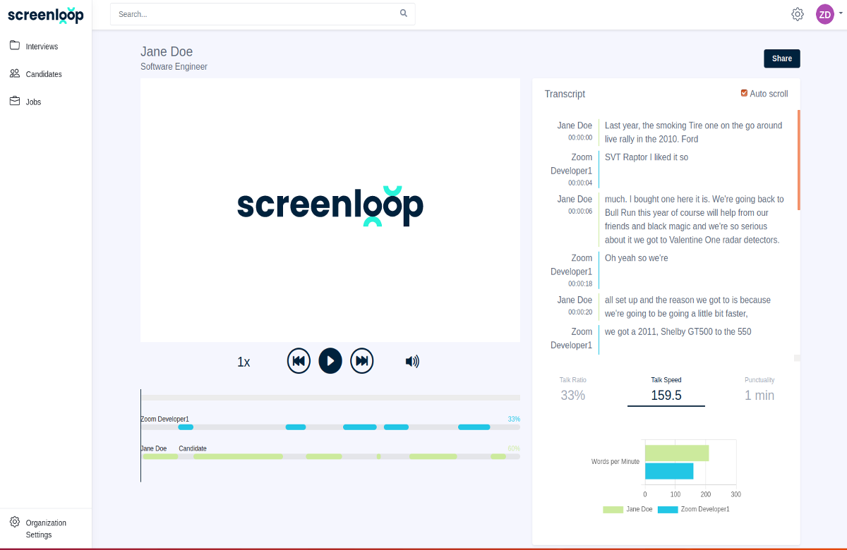 Screenloop for interviews via Zoom - Media and Learning